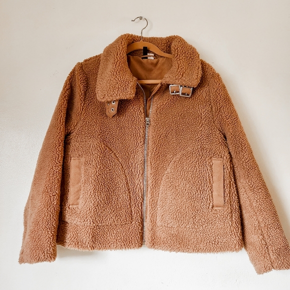 H&M | Jackets & Coats | Hm Shearling Teddy Biker Jacket | Poshmark